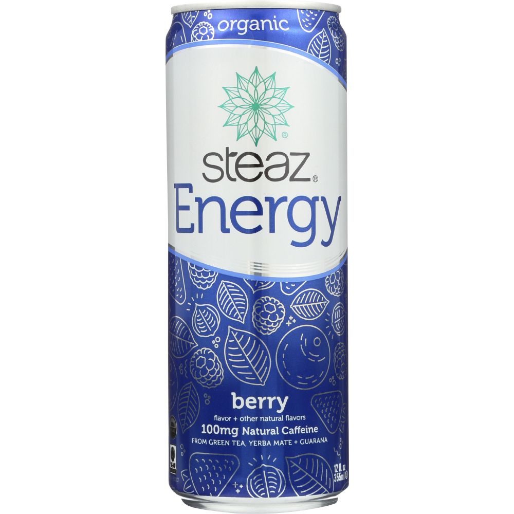 STEAZ: Green Tea Soda Organic Energy Drink Berry, 12 oz – Ariel's Brew
